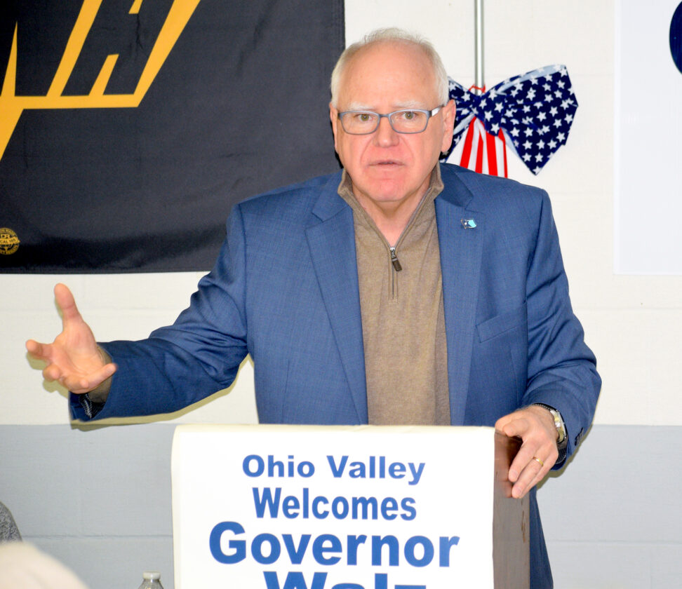 Former VP candidate Gov. Tim Walz engages Democrats in Martins Ferry ...